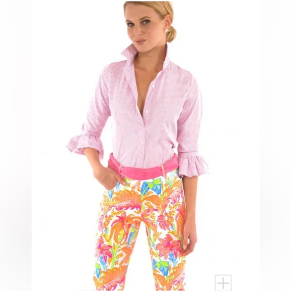 Gretchen Scott Designs | Tops | Gretchen Scott Priss Pink White Blouse ...